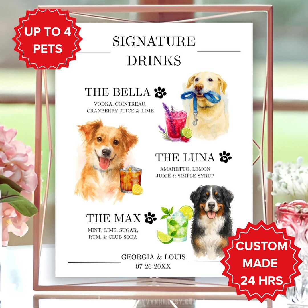 Custom Pet Signature Cocktail Drink Signs Wedding Signature Wedding ...