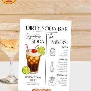 CUSTOMIZE PRINTABLE Dirty Soda Bar Sign Template Mocktail Print ...