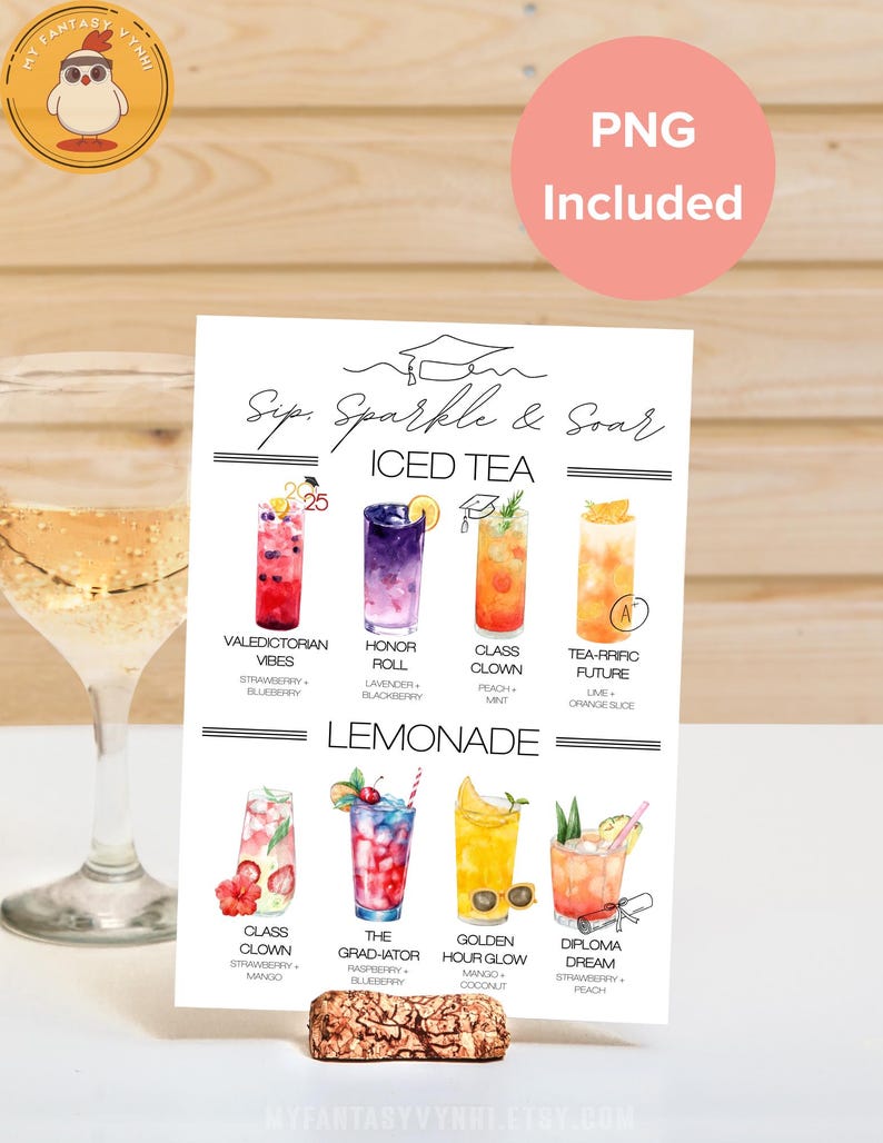 CUSTOMIZE PRINTABLE Graduation Party Iced Tea & Lemonade Bar Sign Canva ...