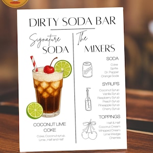 CUSTOMIZE PRINTABLE Dirty Soda Bar Sign Template Mocktail Print ...