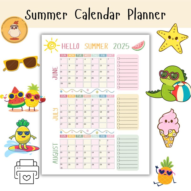 Summer of Fun Calendar - Etsy