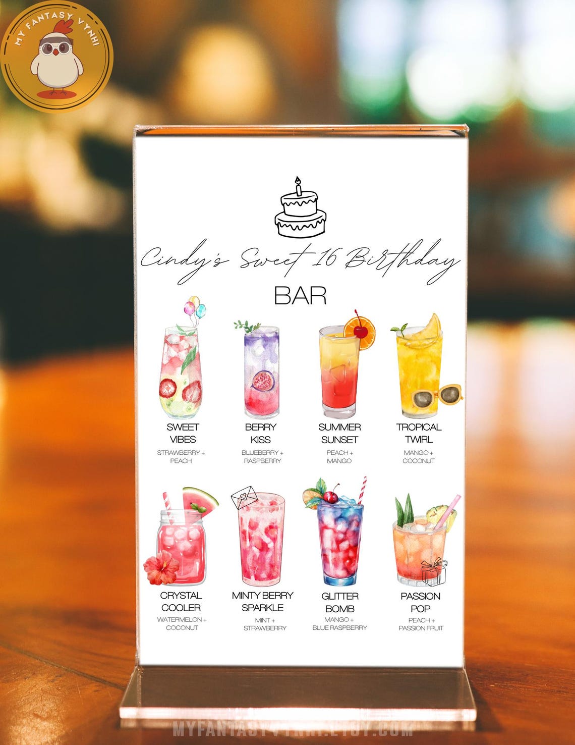 16th Birthday Party Lemonade Bar Recipe Menu Sign Printable Sweet 16 ...