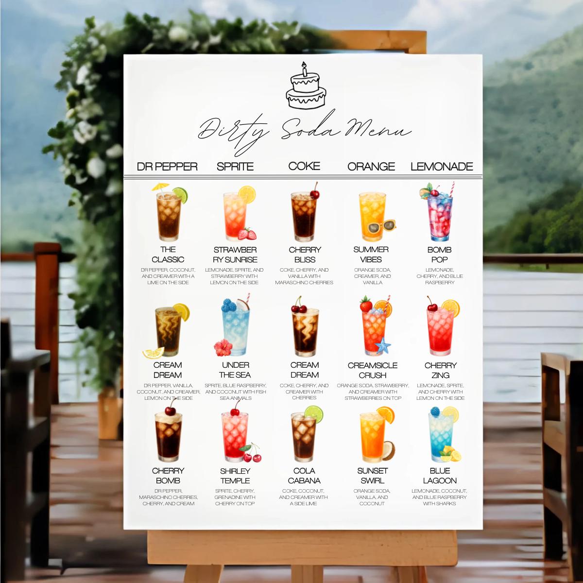 EDITABLE Dirty Soda Menu Sign Template Lemonade Bar Drink Customized ...