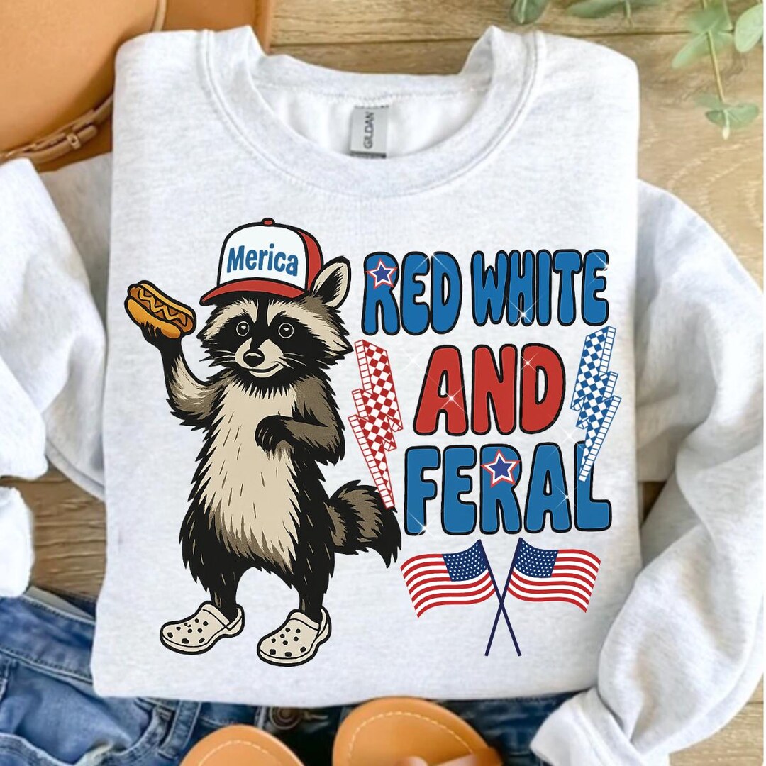 Red White and Feral Png, Funny USA Shirt, Funny Raccoon, 4th of July ...