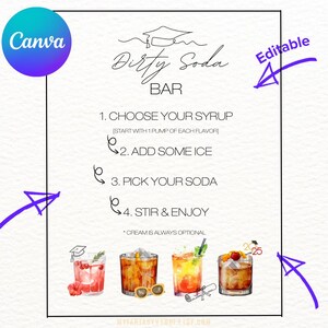 EDITABLE Graduation Party Dirty Soda Menu Canva Template PRINTABLE ...