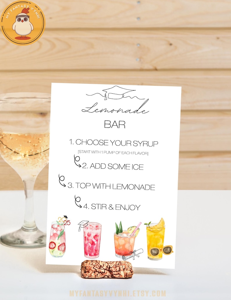 PRINTABLE Graduation Party Lemonade Bar Sign,custom Grad Party Drink ...