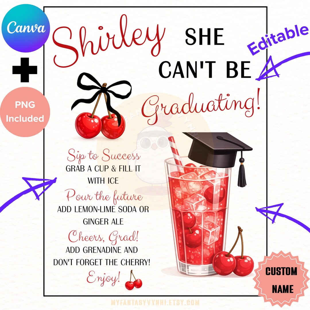 CUSTOMIZED PRINTABLE Shirley Temple Bar Sign Template Cherry Signature ...