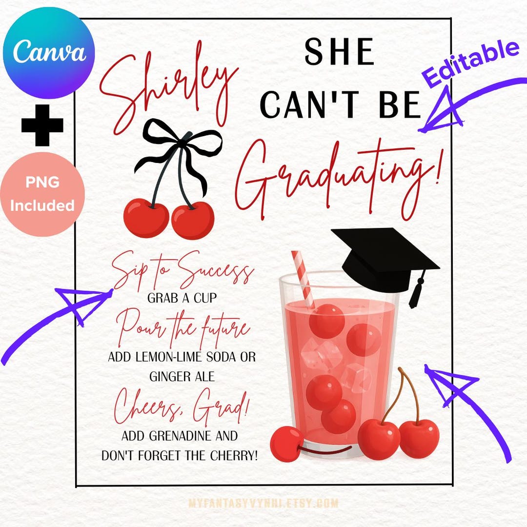 CUSTOMIZE PRINTABLE Shirley She Can’t Be Graduating Drink Station Sign ...