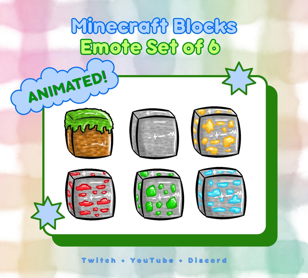 Minecraft Blocks Animated Emote Set of 6 - Youtube, Twitch, Discord GIF ...