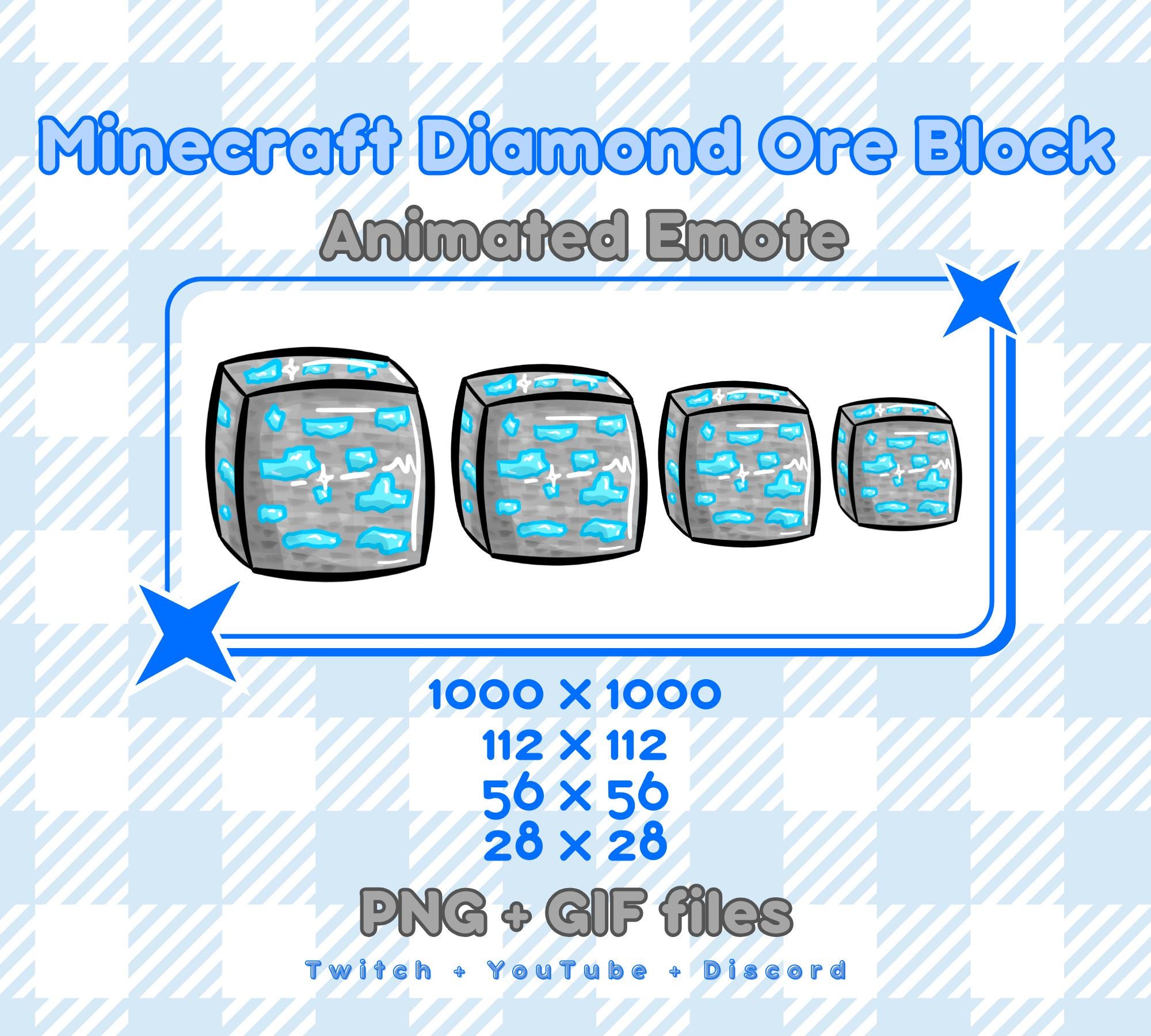Minecraft Diamond Ore Block Animated Emote - Youtube, Twitch, Discord ...