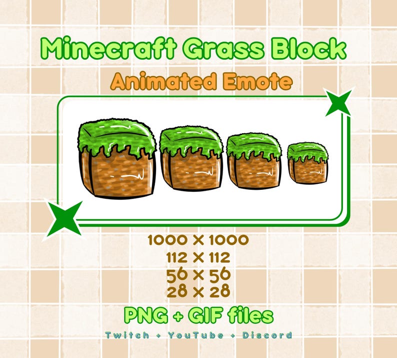 Minecraft Grass Block Animated Emote - Youtube, Twitch, Discord GIF ...