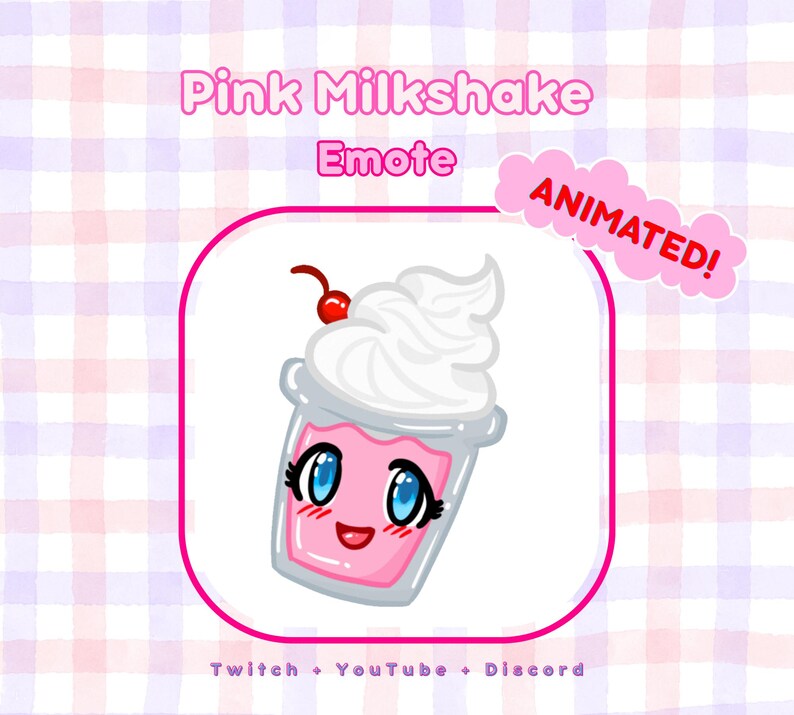 Animated Pink Milkshake Emote With Chibi Face - Youtube, Twitch ...