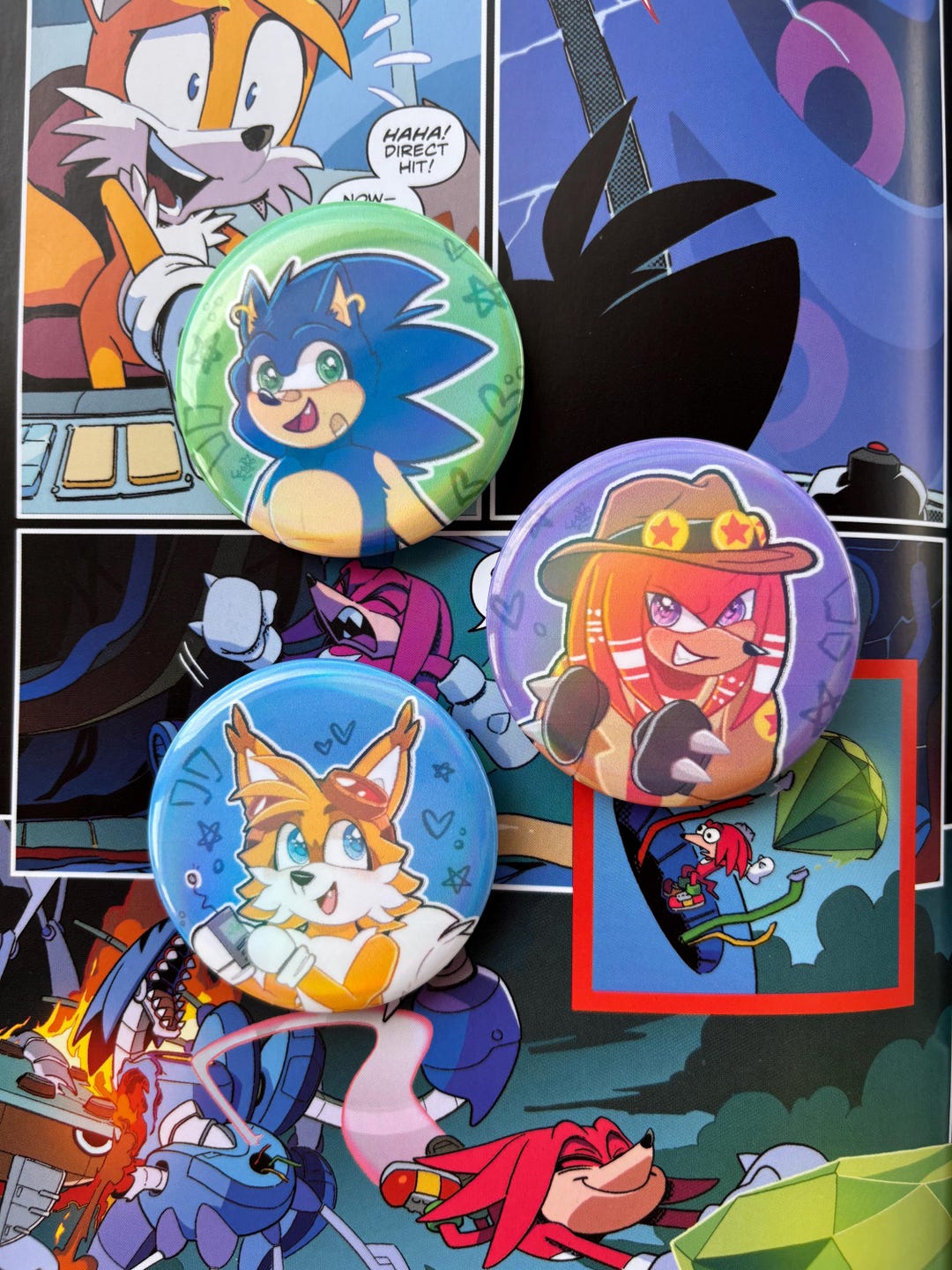 Sonic the Hedgehog Pinback Buttons Holographic (sonic, Knuckles, Tails ...