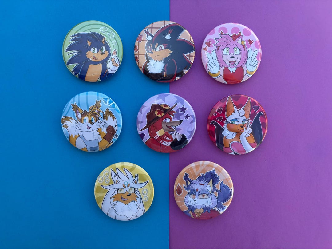 Sonic Button Pin Badges, Holographic, Handmade (sonic, Shadow, Amy ...