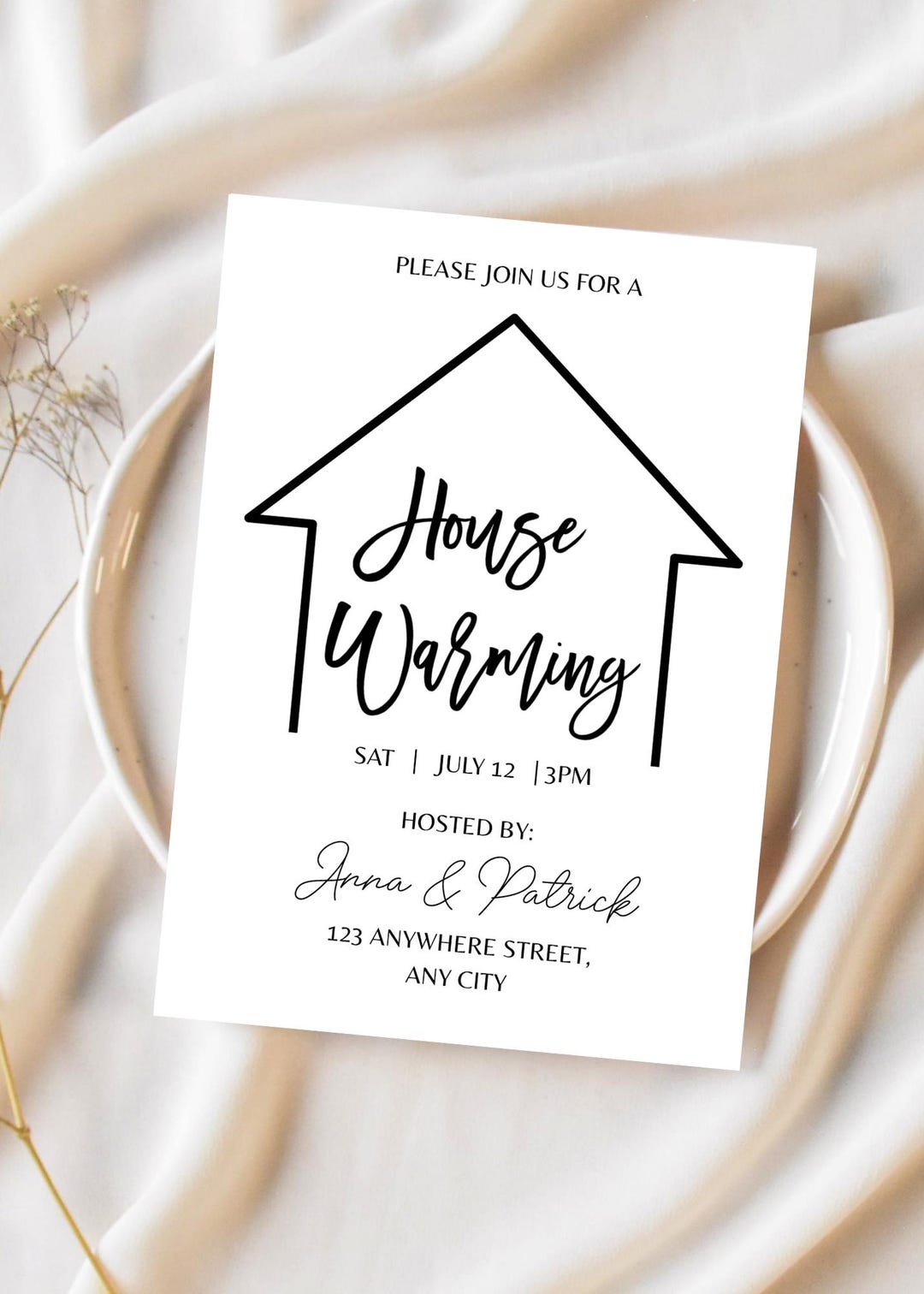 Editable House Warming Invitation, Minimalist Invitation, House Warming ...
