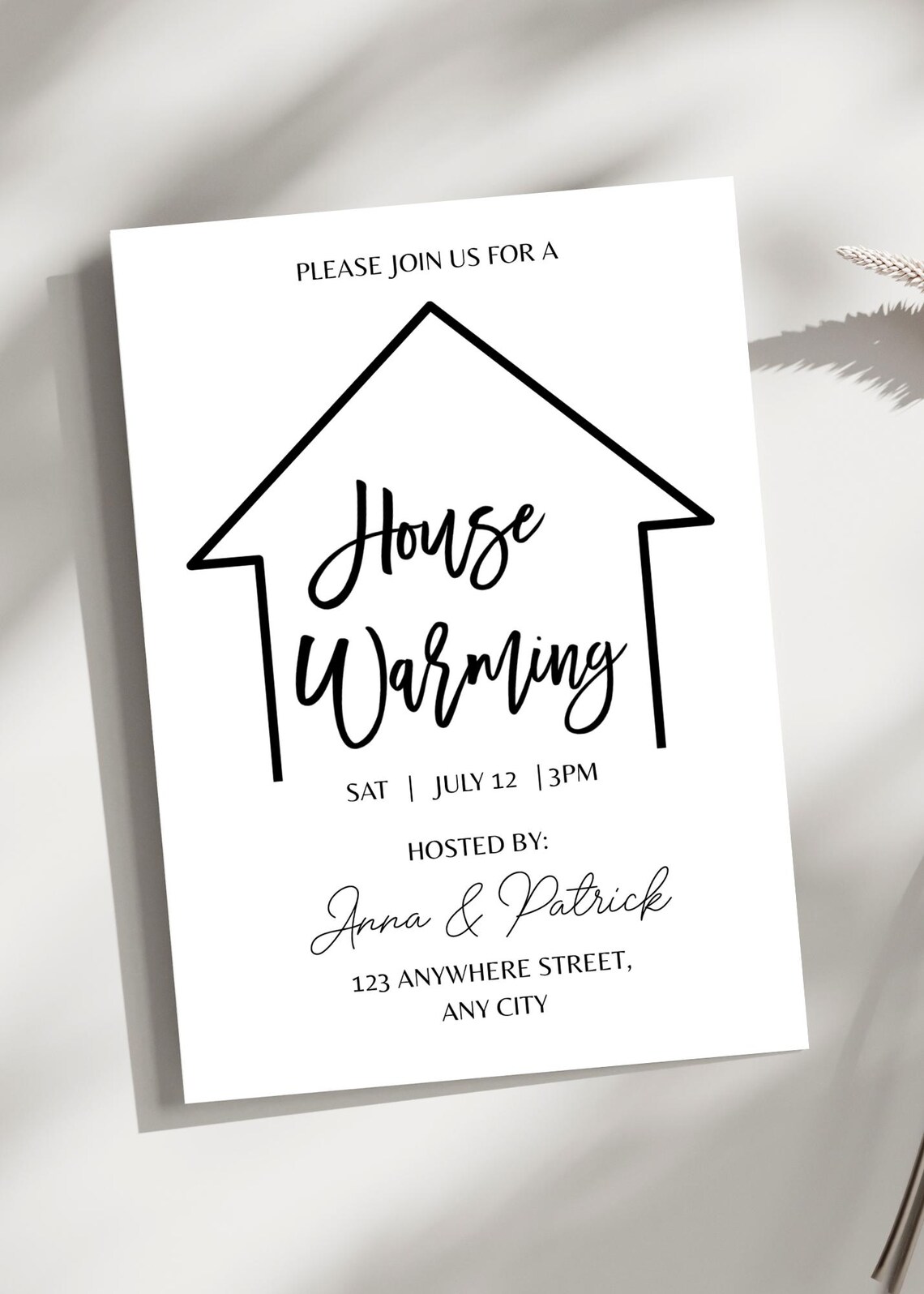 Editable House Warming Invitation, Minimalist Invitation, House Warming ...