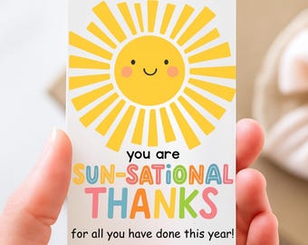 Teacher Gift Tag, You Are Sun-sational Teacher Gift Tag, Printable ...