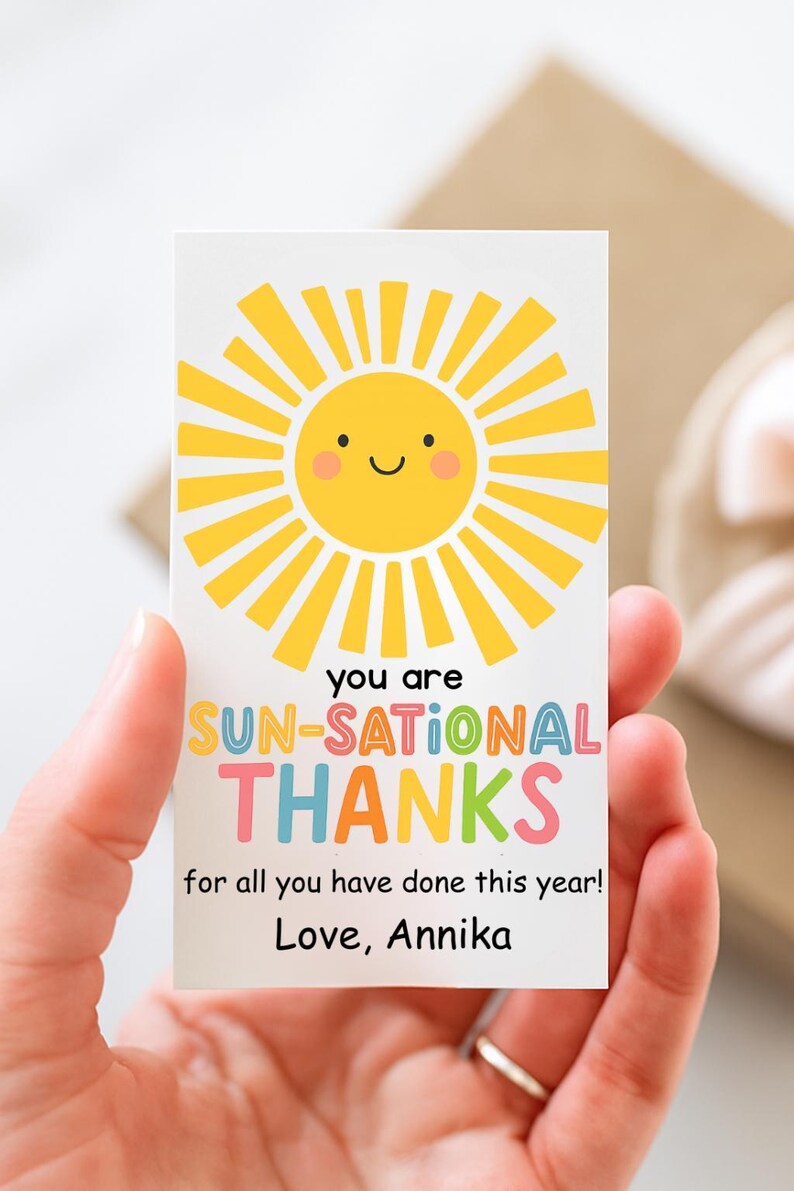 Sun-sational Teacher Gift Tag, Printable Appreciation Tag (digital ...