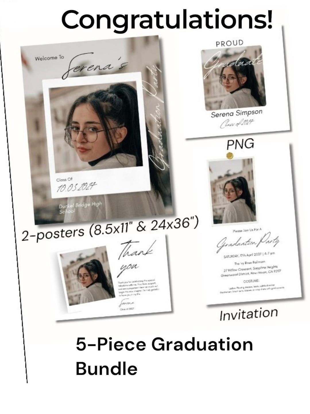 Graduation Invitation Template Bundle - Editable - Etsy