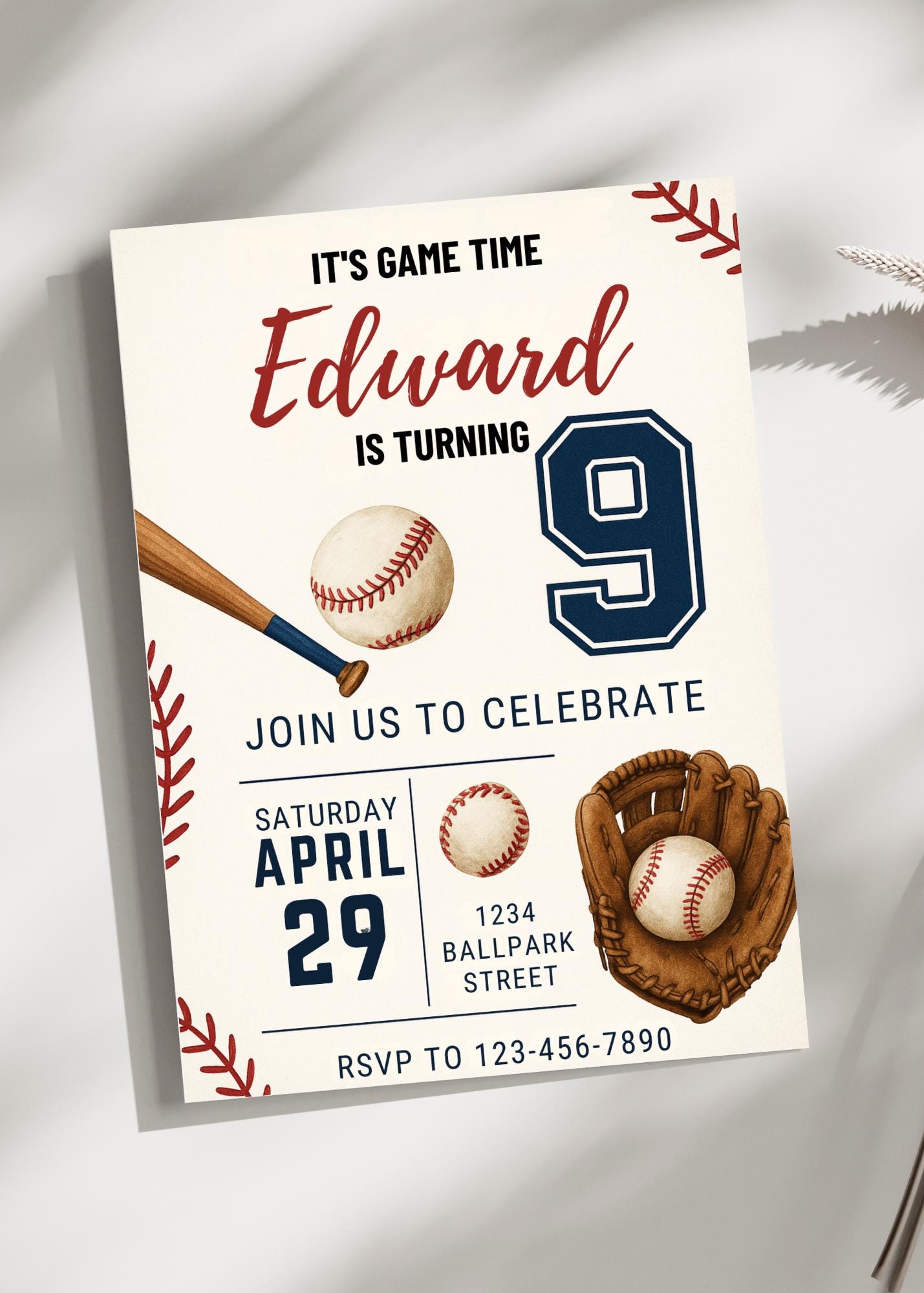 Baseball Birthday Invitation Template, Editable Sports Party Invite ...