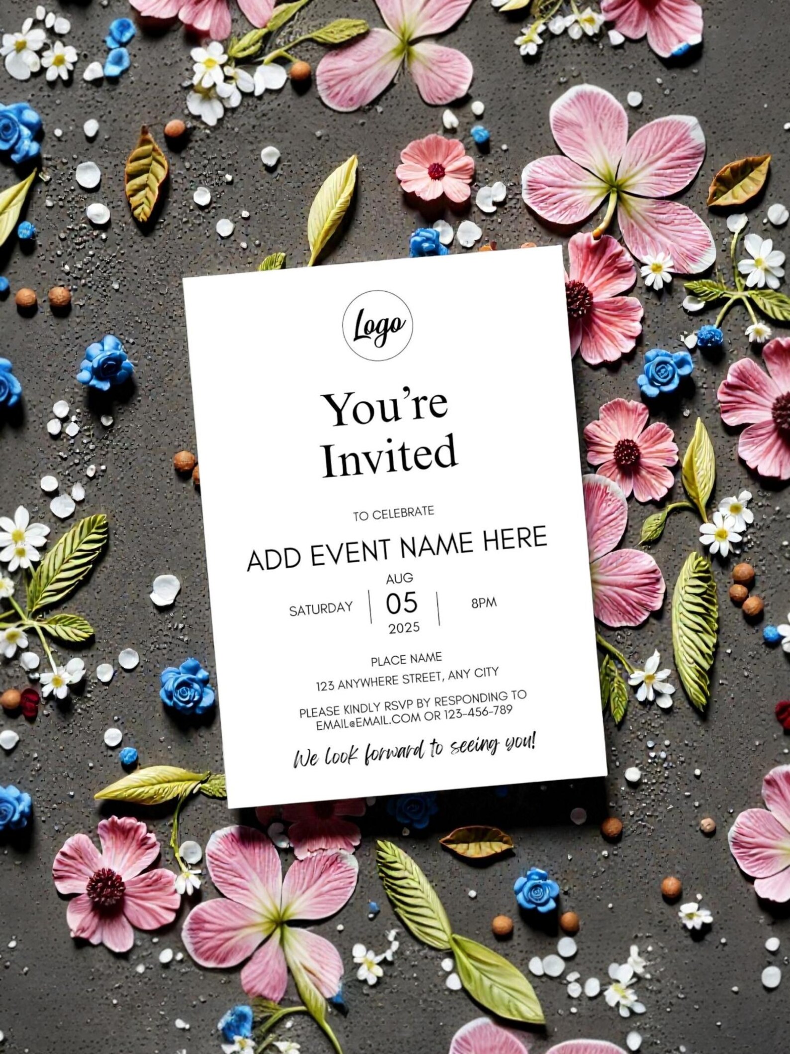 Modern Event Invitation Template, Elegant Black and White Design ...