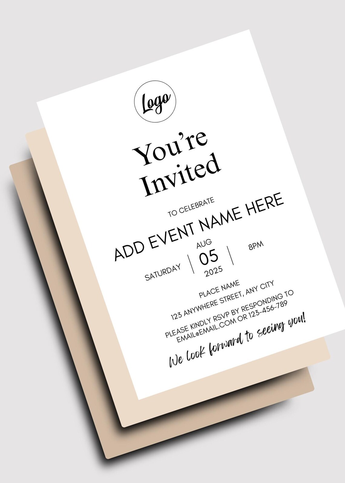 Modern Event Invitation Template, Elegant Black and White Design ...