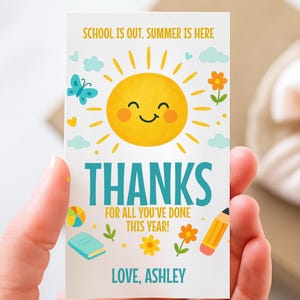 Teacher Gift Tag, You Are Sun-sational Teacher Gift Tag, Printable ...