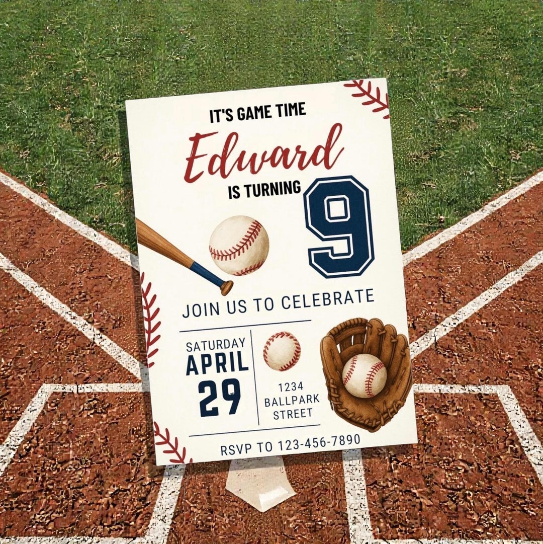 Baseball Birthday Invitation Template, Editable Sports Party Invite ...