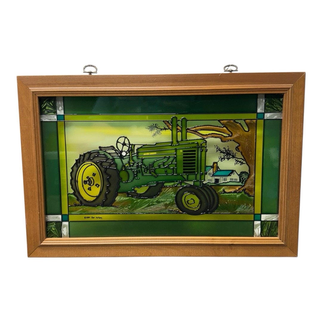 Vintage John Deere Model B Tractor Frame Stained Glass - Etsy