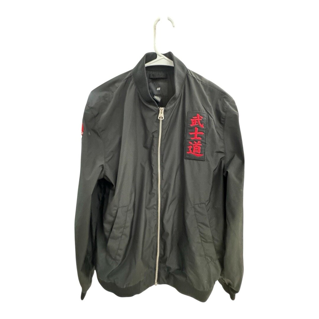 UPCYCLED H&M Black Small Geisha Samurai Bushido Katana Japan Bomber ...