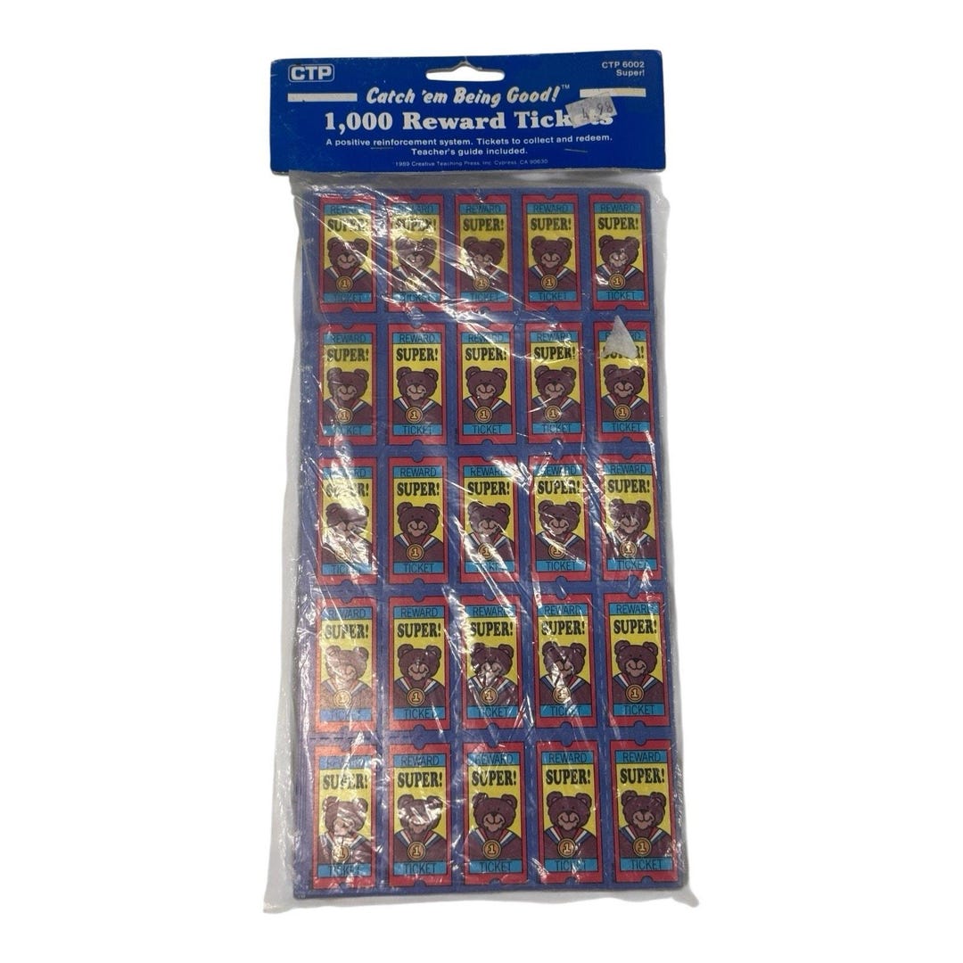 Vintage 1989 CTP Catch'em Being Good 1000 Reward Tickets Bear Super ...