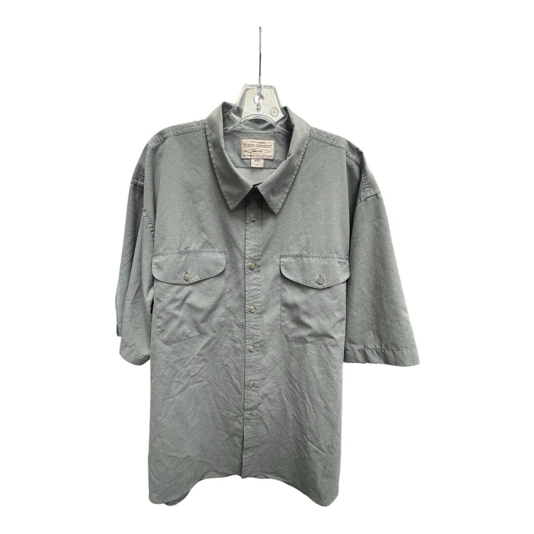Vintage Filson Garment Button up XXL Gray Short Sleeve Polyester Nylon ...