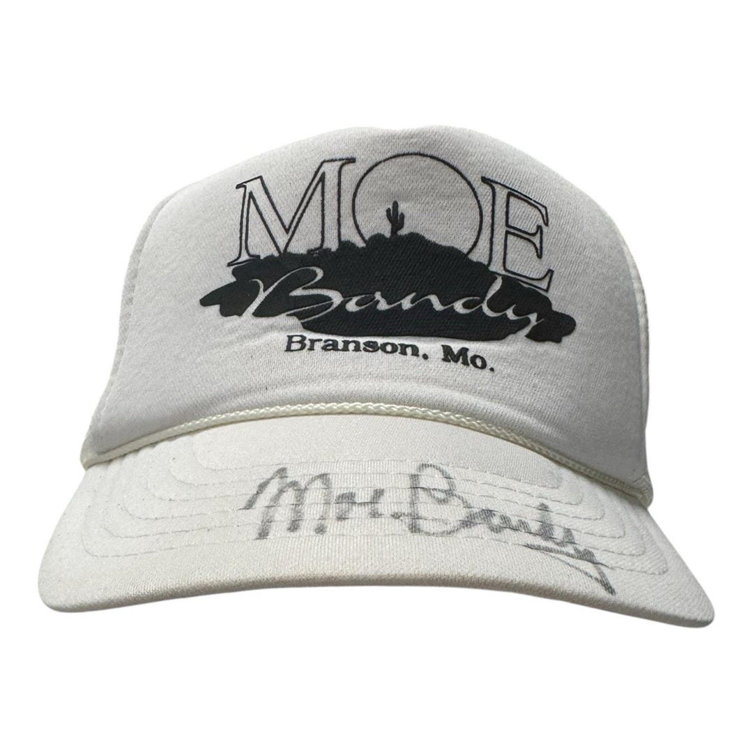 Vtg White Moe Bandy Trucker Snapback Hat Cap Mesh Country Music Branson ...