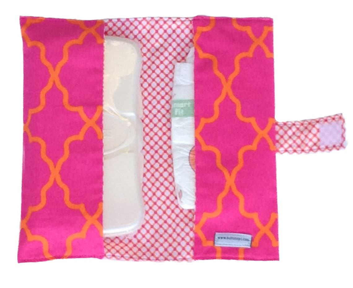 Pink and Orange Diaper and Wipe Holder Pink Diaper Case Pink - Etsy