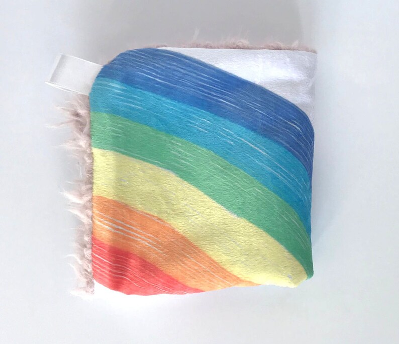 Raibow Cuddle Blanket, Pink Rainbow Blanket, Minky Blankie, Minky Lovey ...