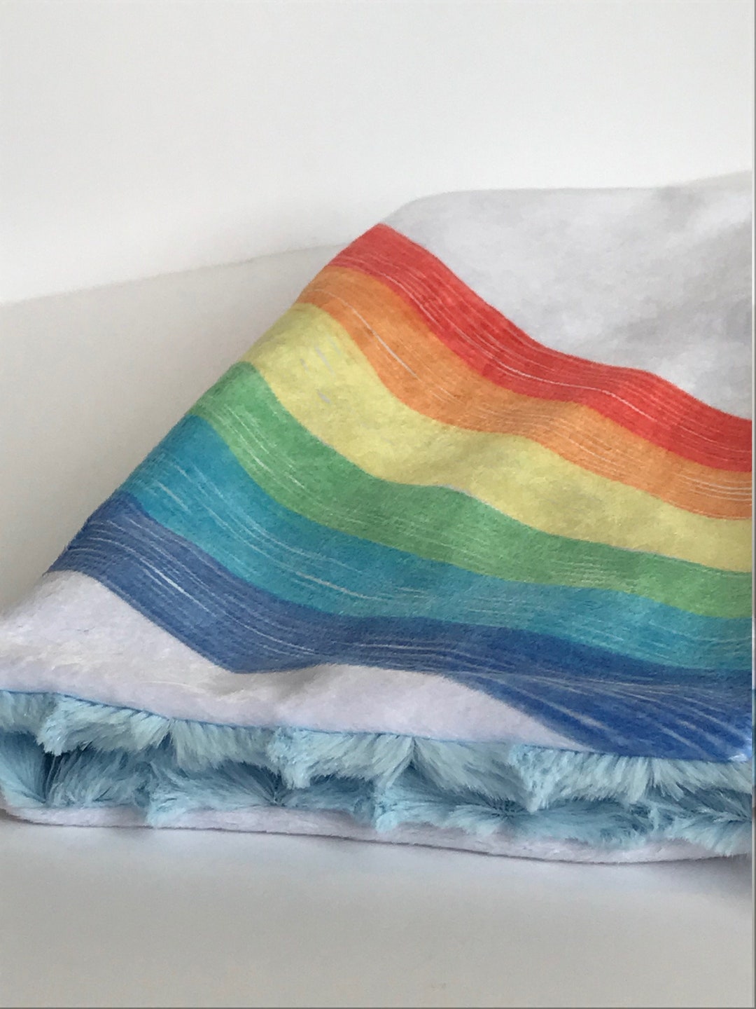 Rainbow Cuddle Blanket, Rainbow Blanket, Minky Blankie, Minky Lovey ...