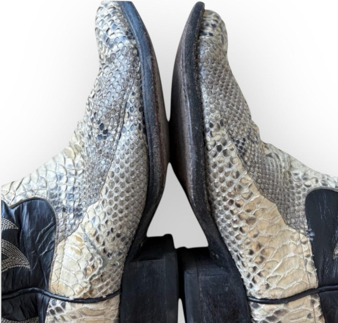 Vintage Tony Lama Genuine Python Snakeskin Cowboy Boots Y2K Western Men ...