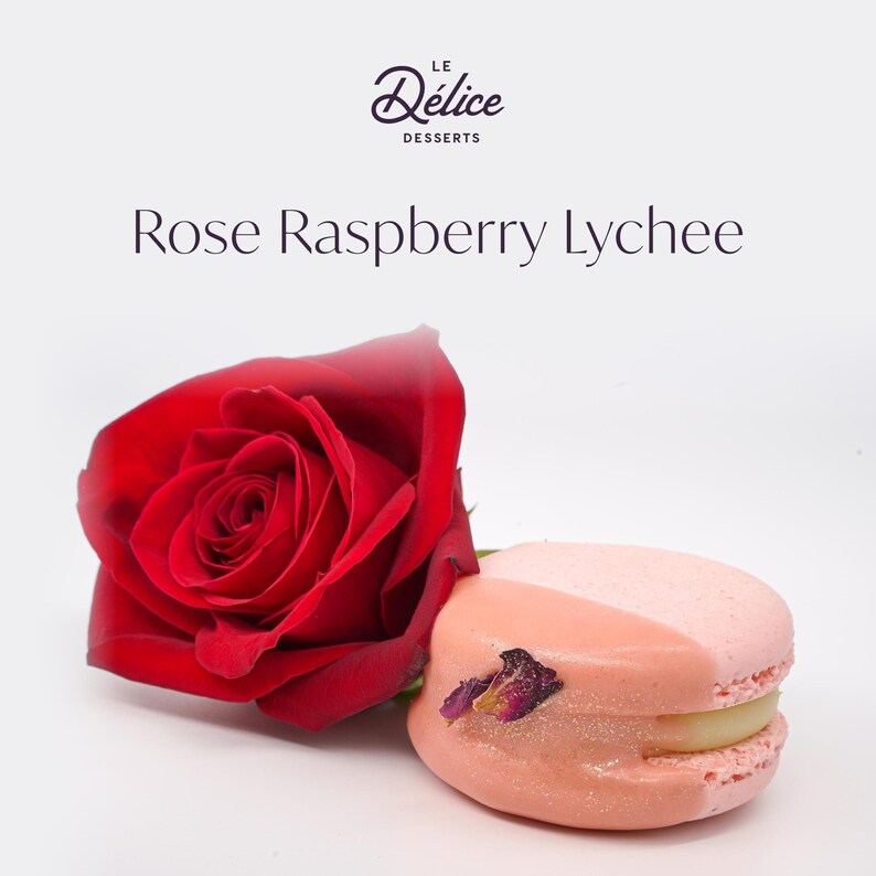 Rose Raspberry Lychee Macarons Gift Box of 12 / 24: Le Délice French ...
