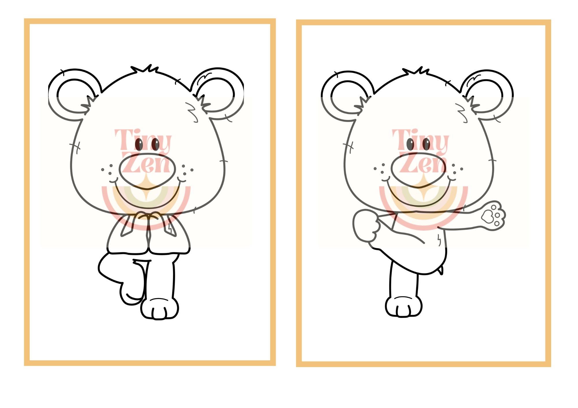 Bear Yoga Cards, Bear Themed Yoga for Kids, Yoga Poses Printable, Kids ...