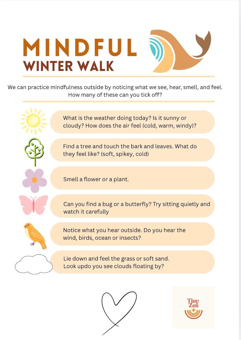 Mindful Winter Walk Printable, Kids Mindful Activity, Sensory Activity ...