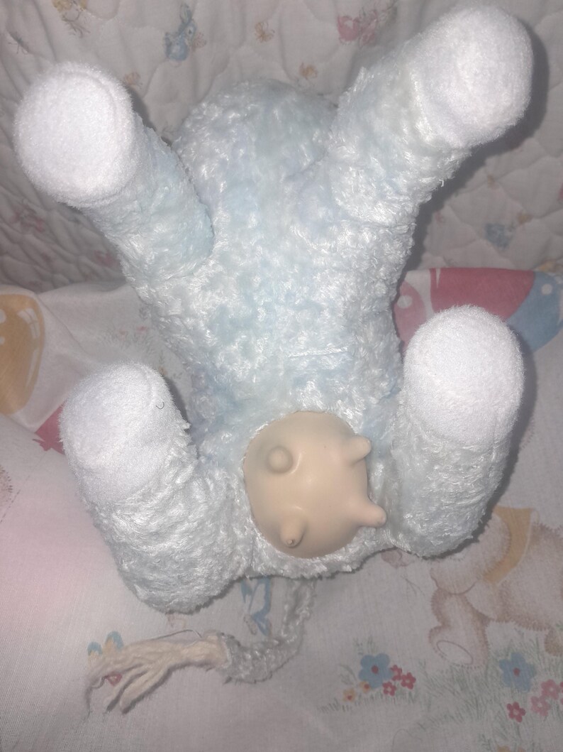 Vintage Rare 1950 Rubber Face Plush Blue Daisy Bell Cow (rushton Style ...