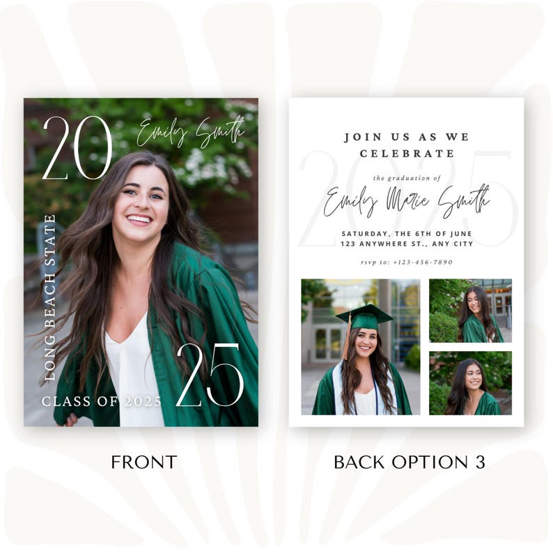 Modern Graduation Photo Card Template: Class of 2025 (digital Download ...