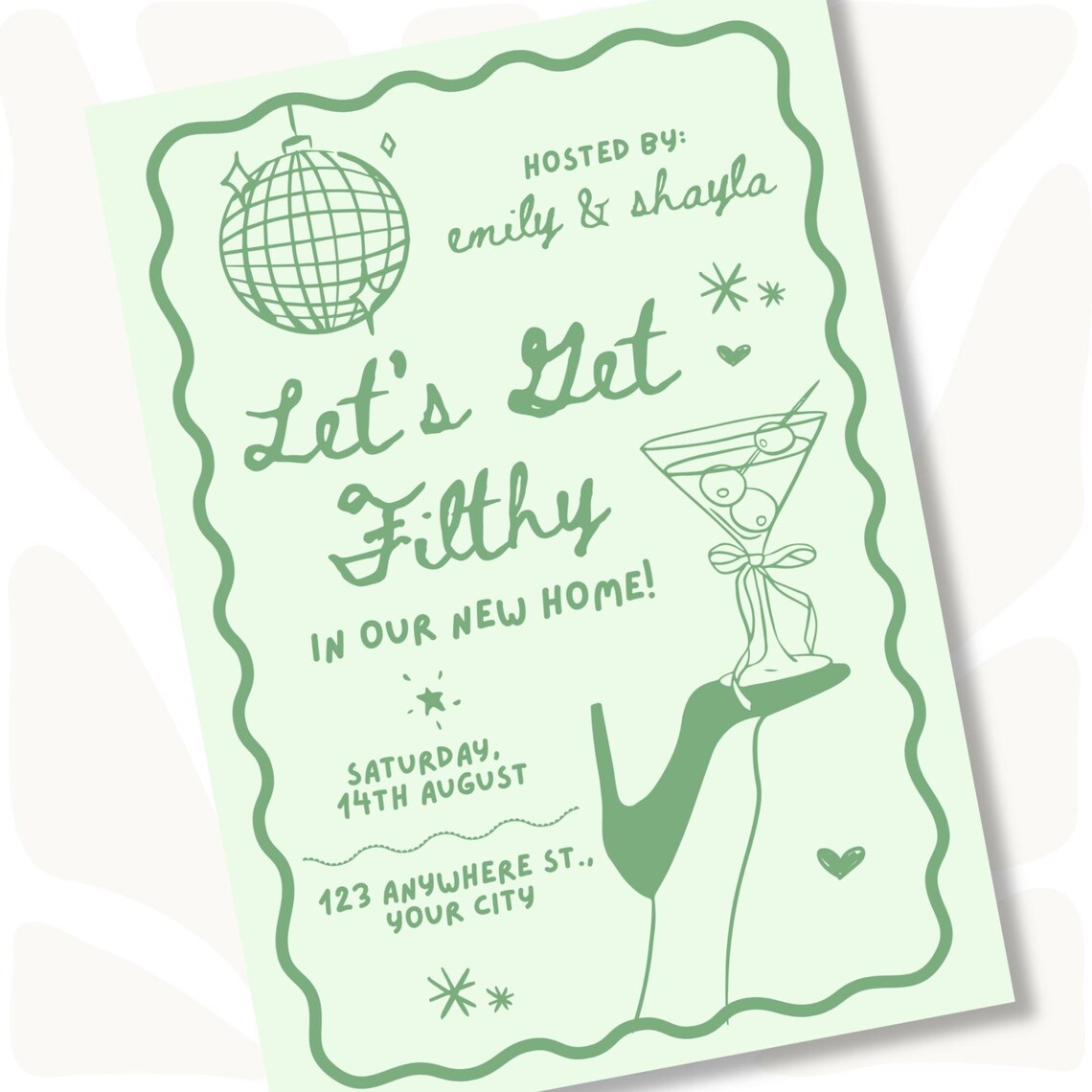 Dirty Martini Housewarming Invitation: Cheeky Cocktail Party (editable ...