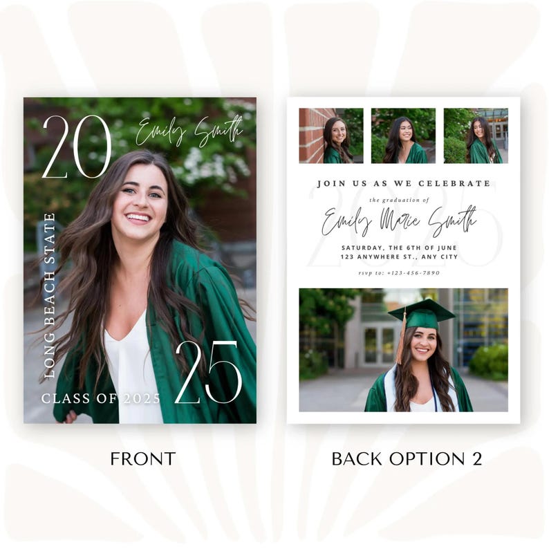 Modern Graduation Photo Card Template: Class of 2025 (digital Download ...