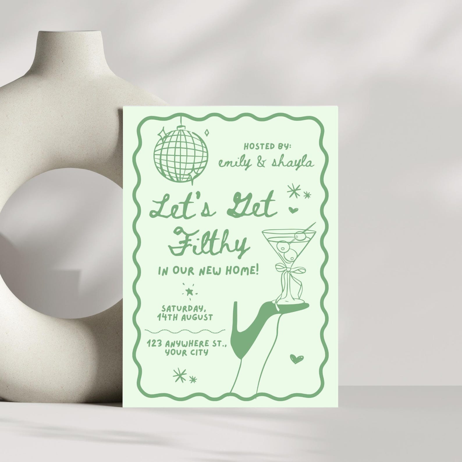 Dirty Martini Housewarming Invitation: Cheeky Cocktail Party (editable ...