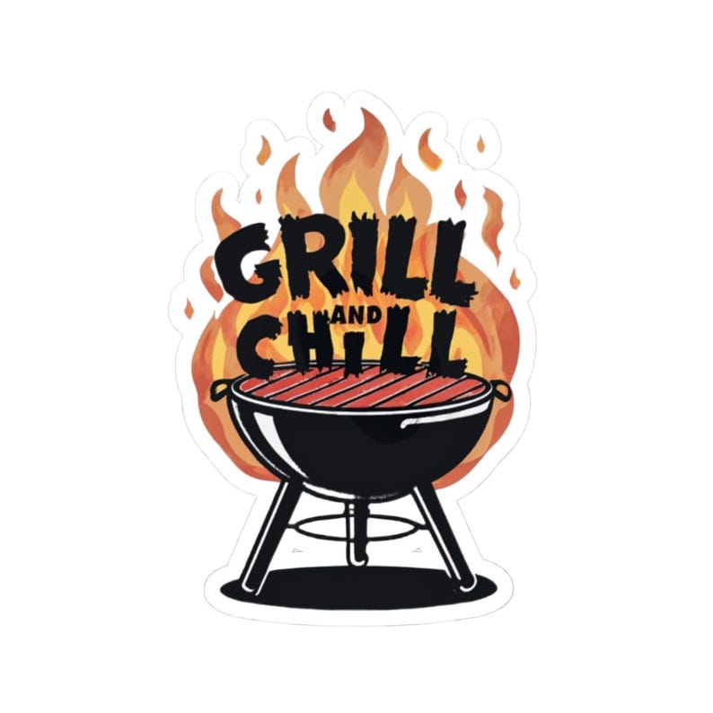 Grill and Chill Stickers, BBQ Decor, Summer Party Supplies, Outdoor Fun ...