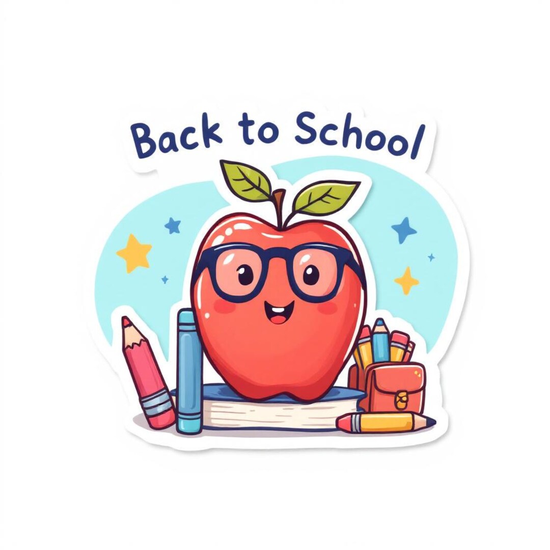 Back to School Apple Sticker – Cute Teacher Gift Vinyl Sticker With ...