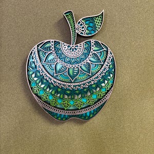 Mandala Apple Wall Art | Layered Paper Cut Artwork | Teacher Gift ...