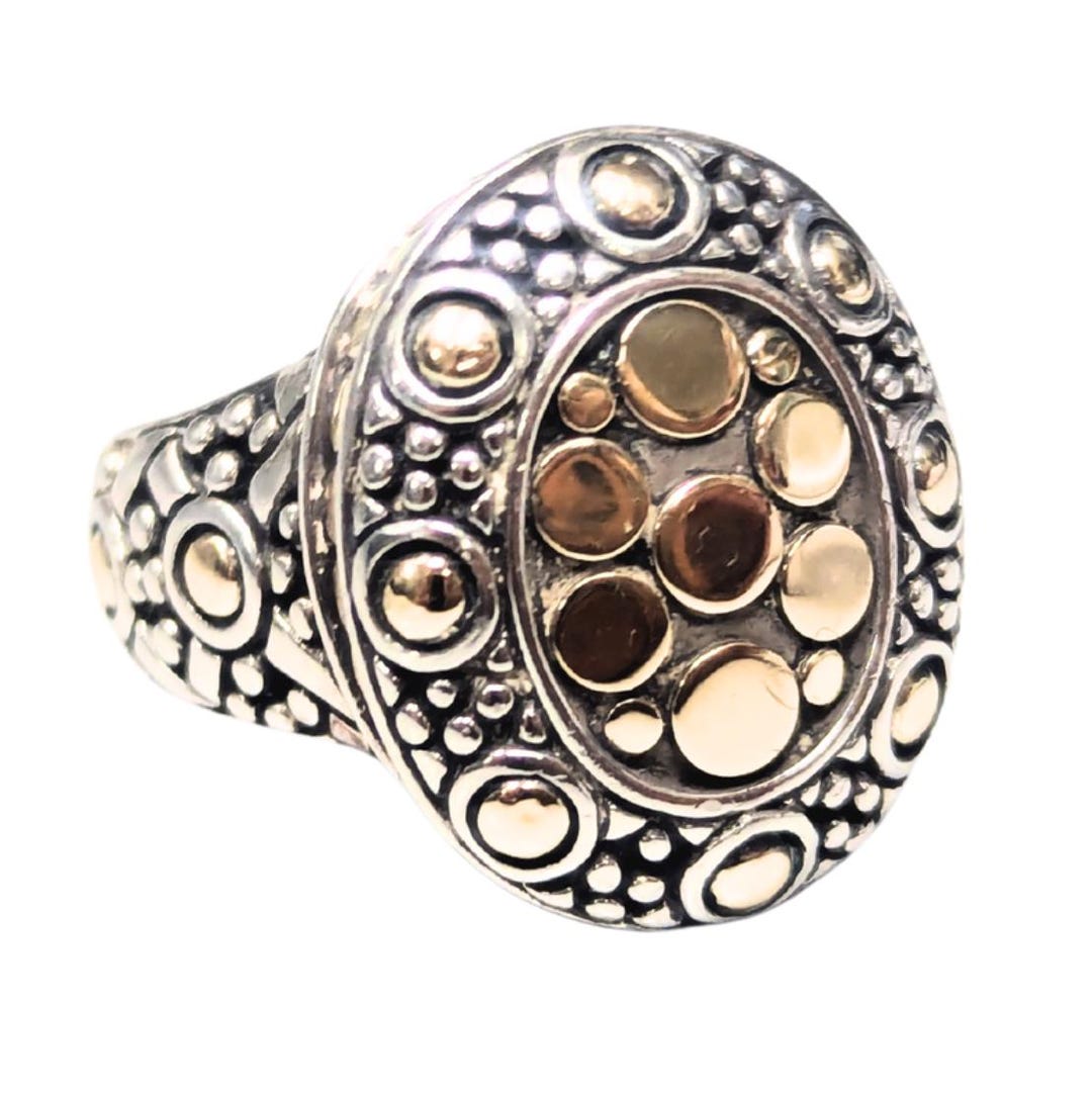 John Hardy Ring: Sterling Silver and 18k Yellow Gold Band - Etsy