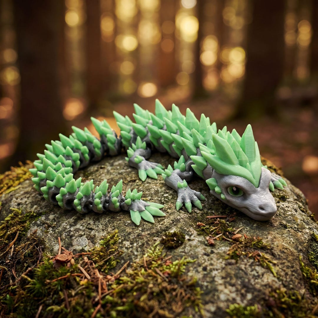 Articulated 3D Printed Stone Dragon | Glow in the Dark Flexi Dragon ...
